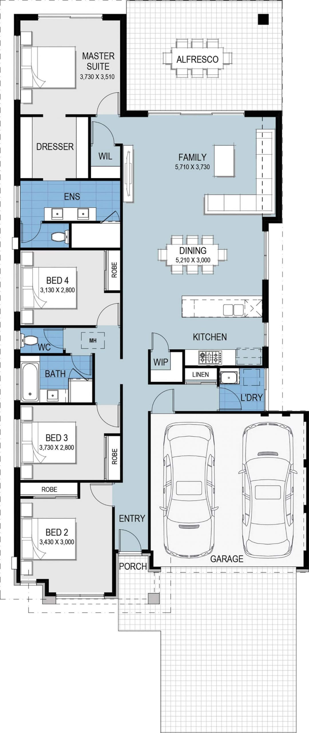 Flipside Rear Home Design - 12.5m Frontage House Plans Perth, 3 Bedroom ...